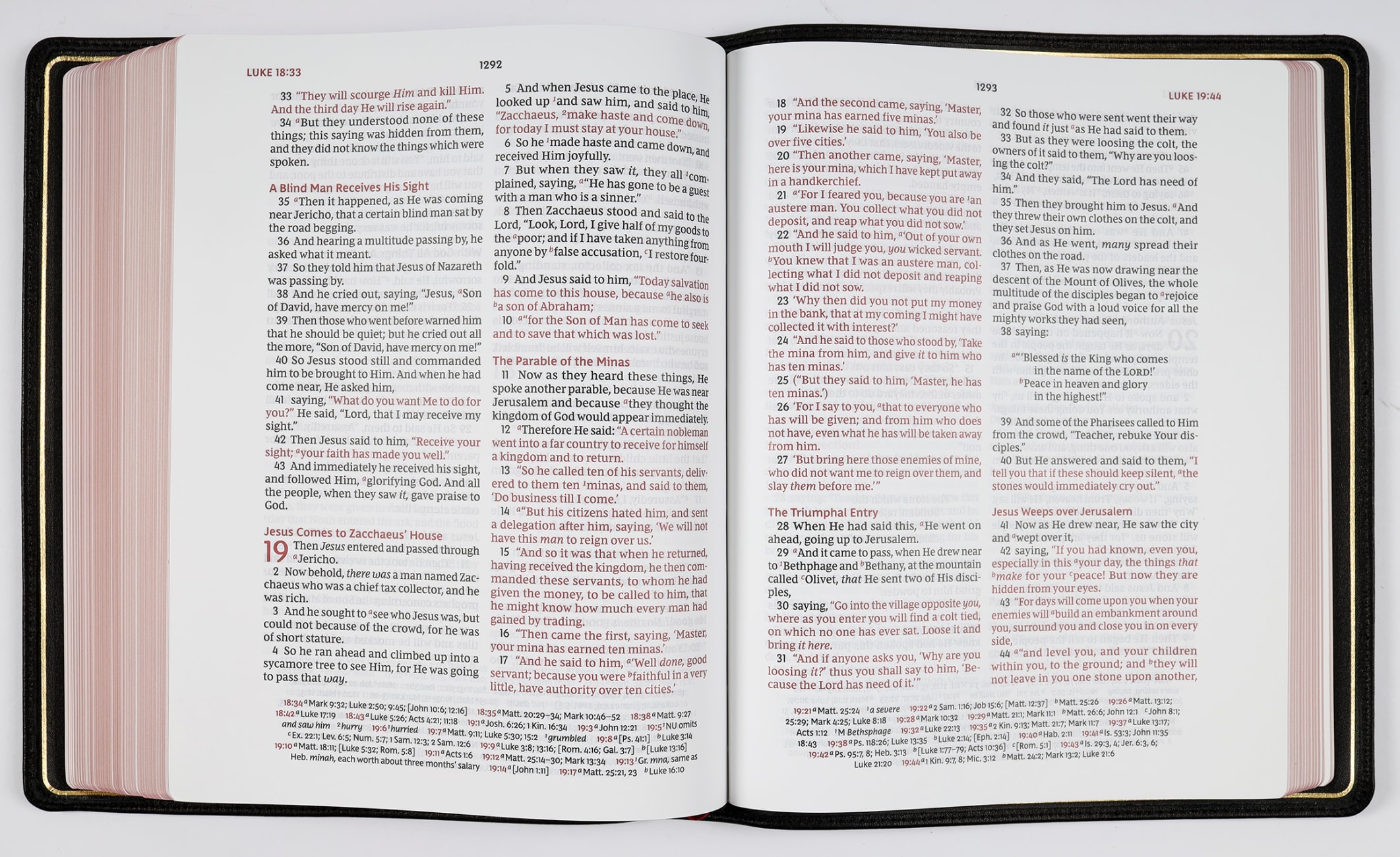 NKJV Reference Bible Wide Margin Large Print Black Premier Collection (Red Letter Edition) by ...