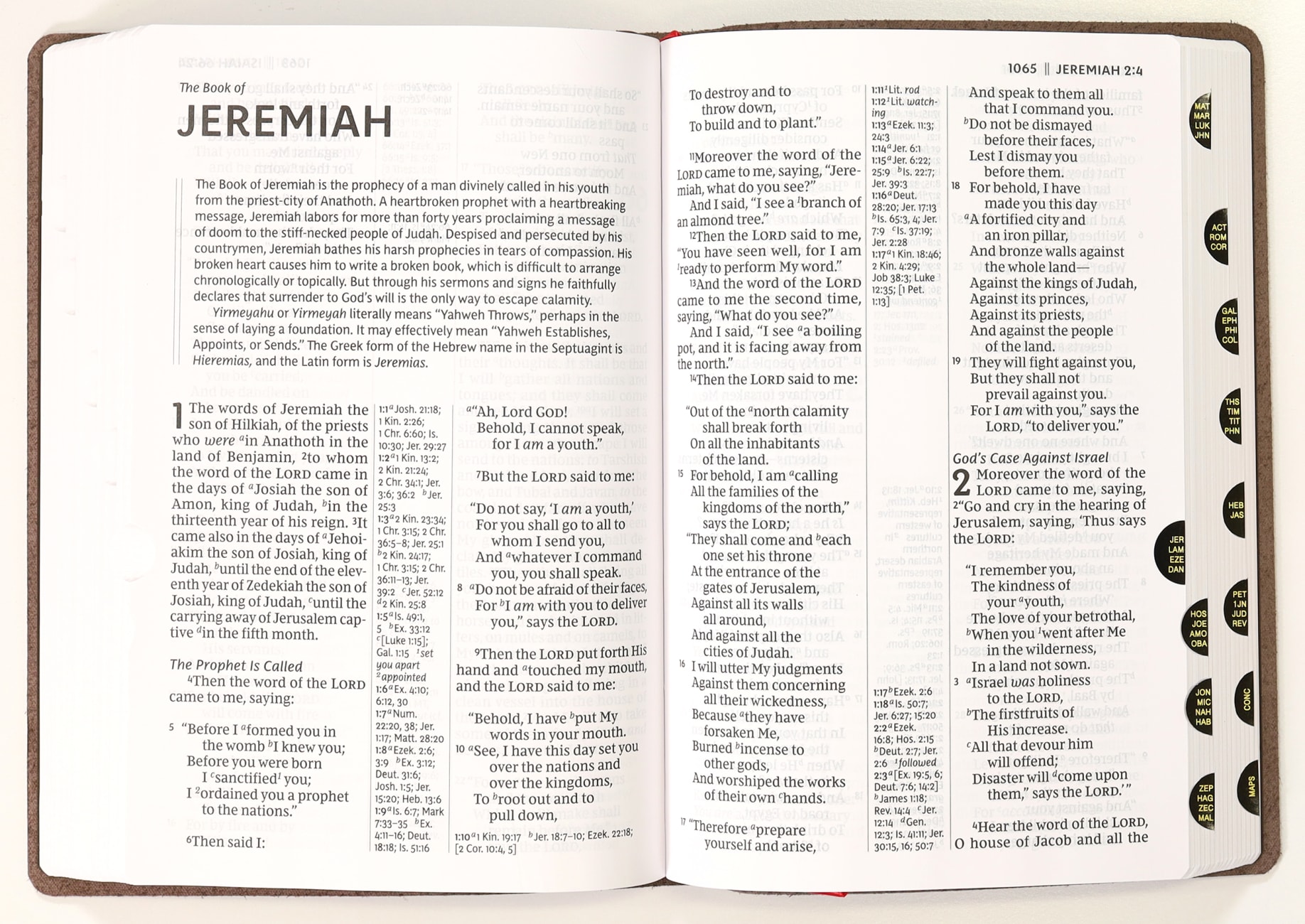 NKJV Giant Print Center-Column Reference Bible Verse Art Cover Collection Brown Thumb Indexed ...