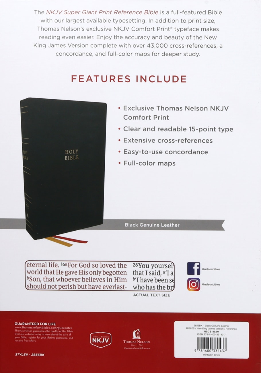 NKJV Holy Bible Super Giant Print Reference Bible Black (Red Letter Edition) by Thomas Nelson ...