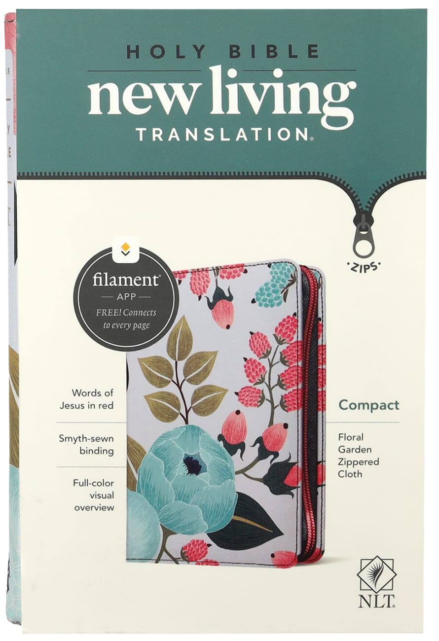 NLT Compact Zipper Bible Filament Enabled Edition Floral Garden (Red ...