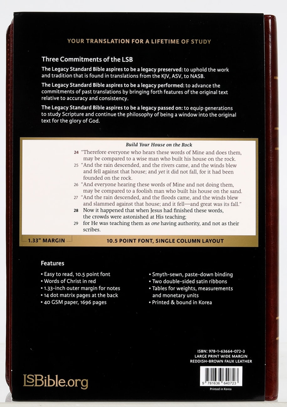 Lsb Legacy Standard Bible Large Print Wide Margin Bible Reddish-Brown ...