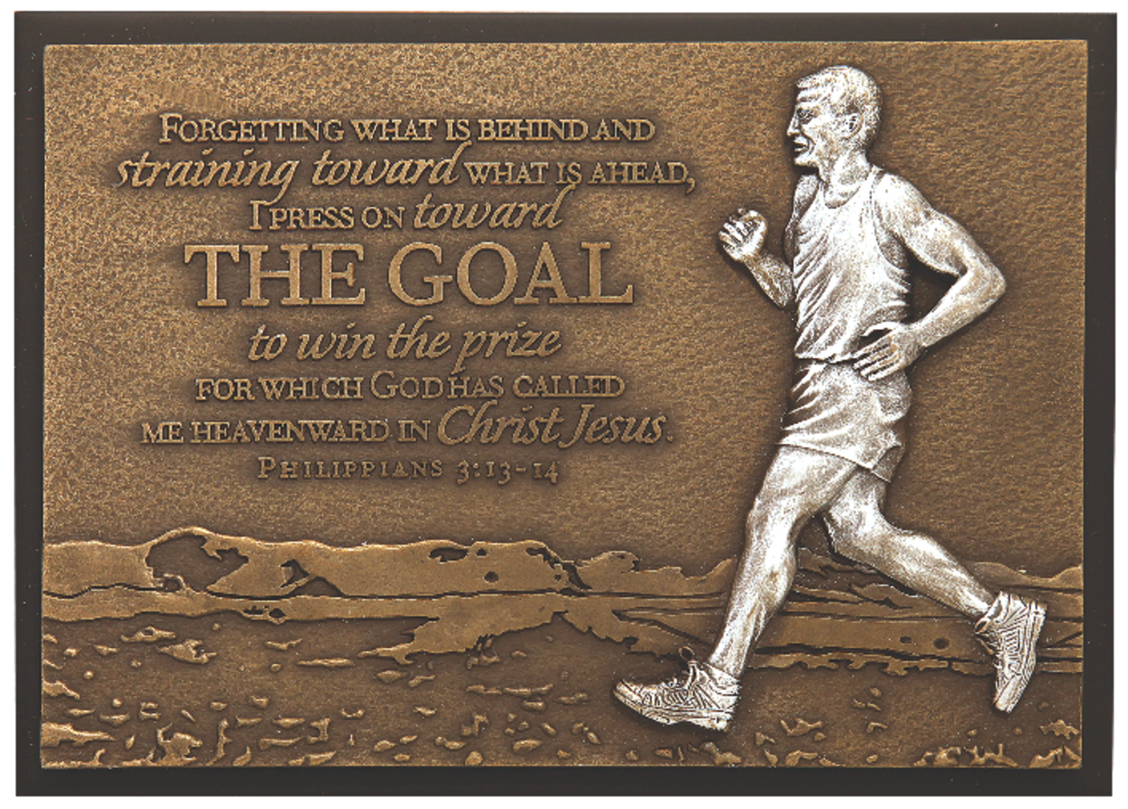 Resin/Mdf Plaque: Sculpture Moments of Faith, Runner (Phil 3:13-14 ...